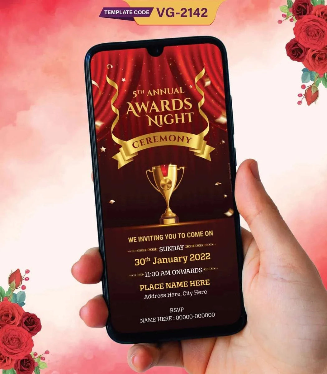 Awards Ceremony Invitation | Elegant Digital E-Card | VG-2142 – VideoGiri