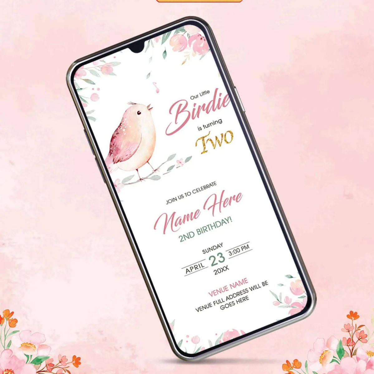 Bird Theme Birthday Invitation | Watercolor Birdie Birthday Card | VG ...