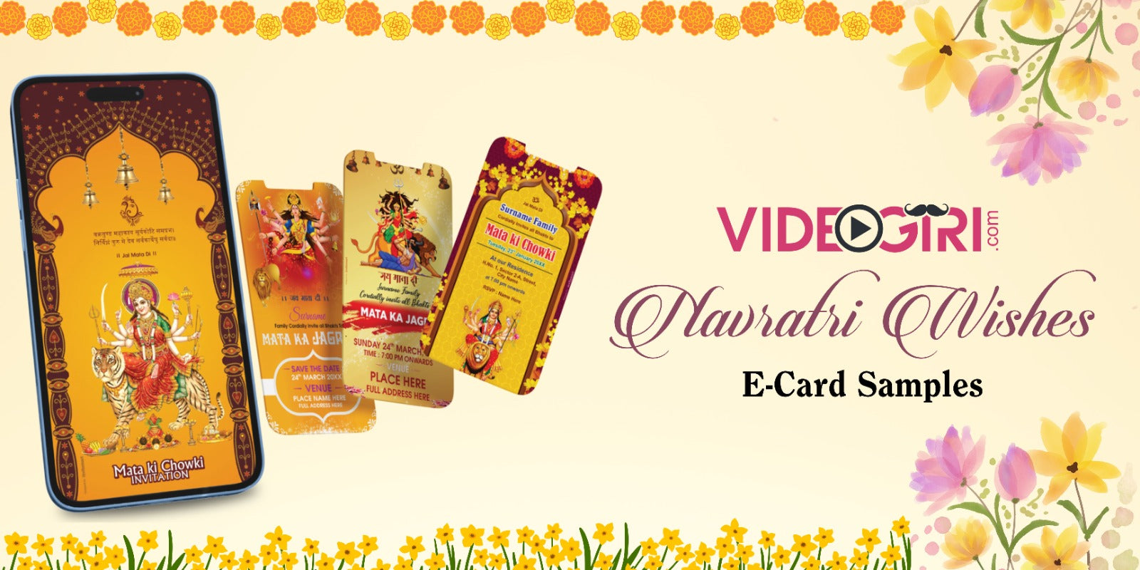 Navratri Wishes eCard Samples – Durga Pooja Greeting Cards – VideoGiri