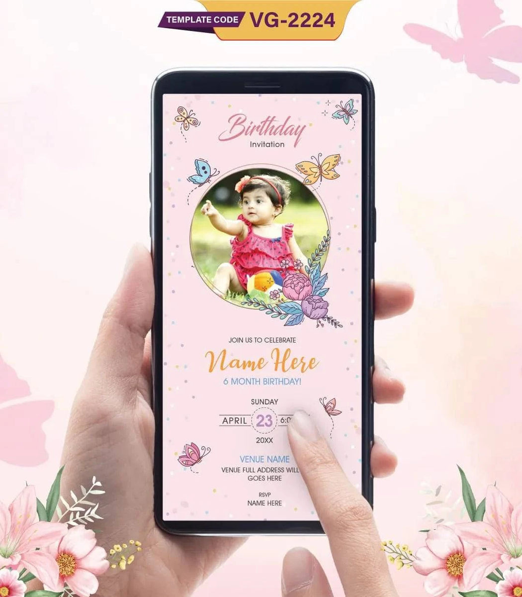 Adorable 6-Month Birthday Invitation | Baby Milestone Digital E-Card ...