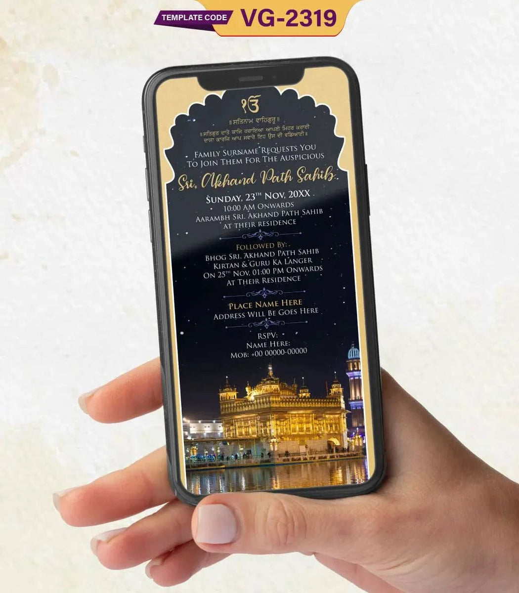 Akhand Path Sahib Invitation | Golden Temple-Inspired Sikh Religious E ...