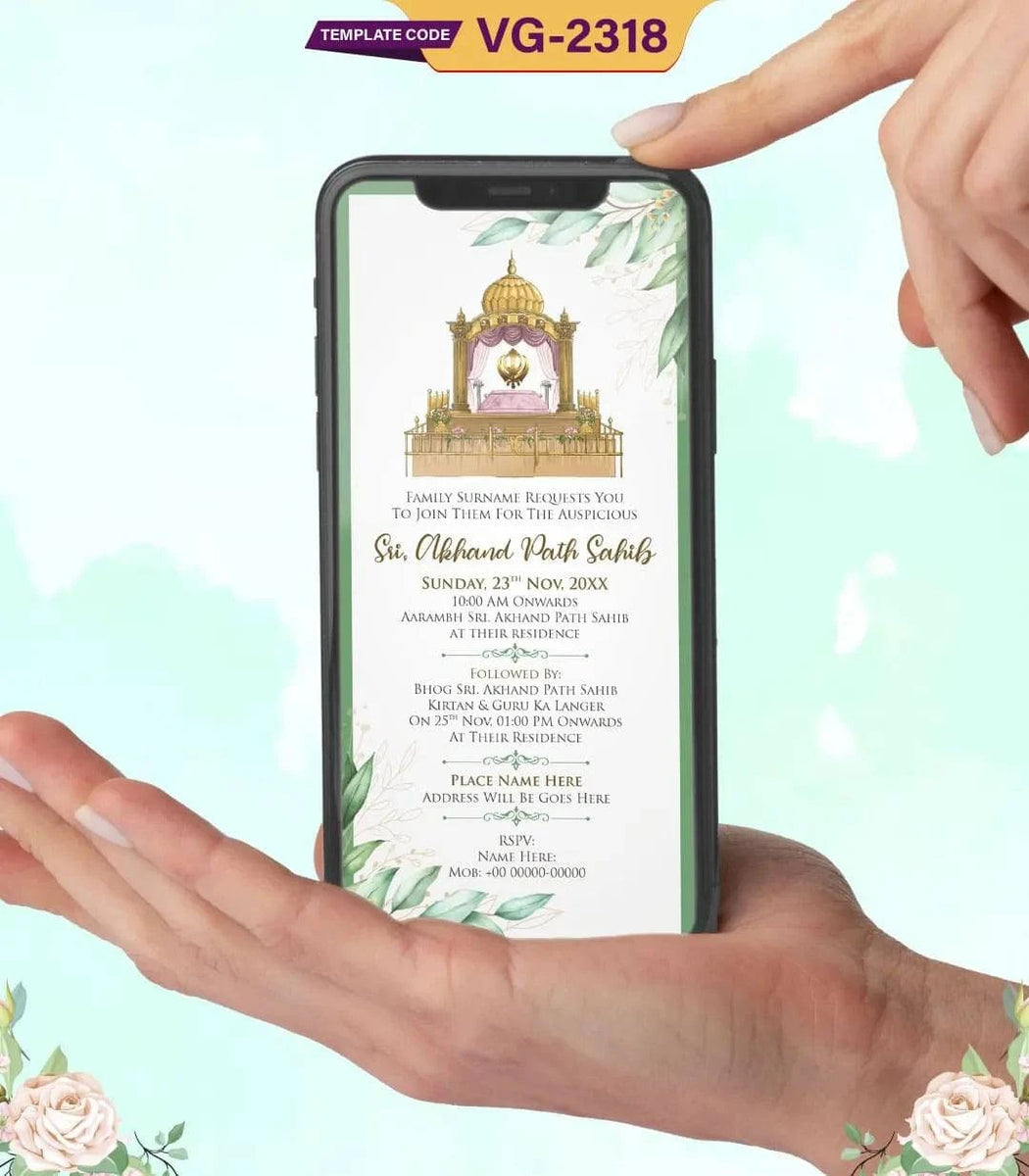 Akhand Path Invitation | Sikh Religious Ceremony WhatsApp E-Card | VG ...