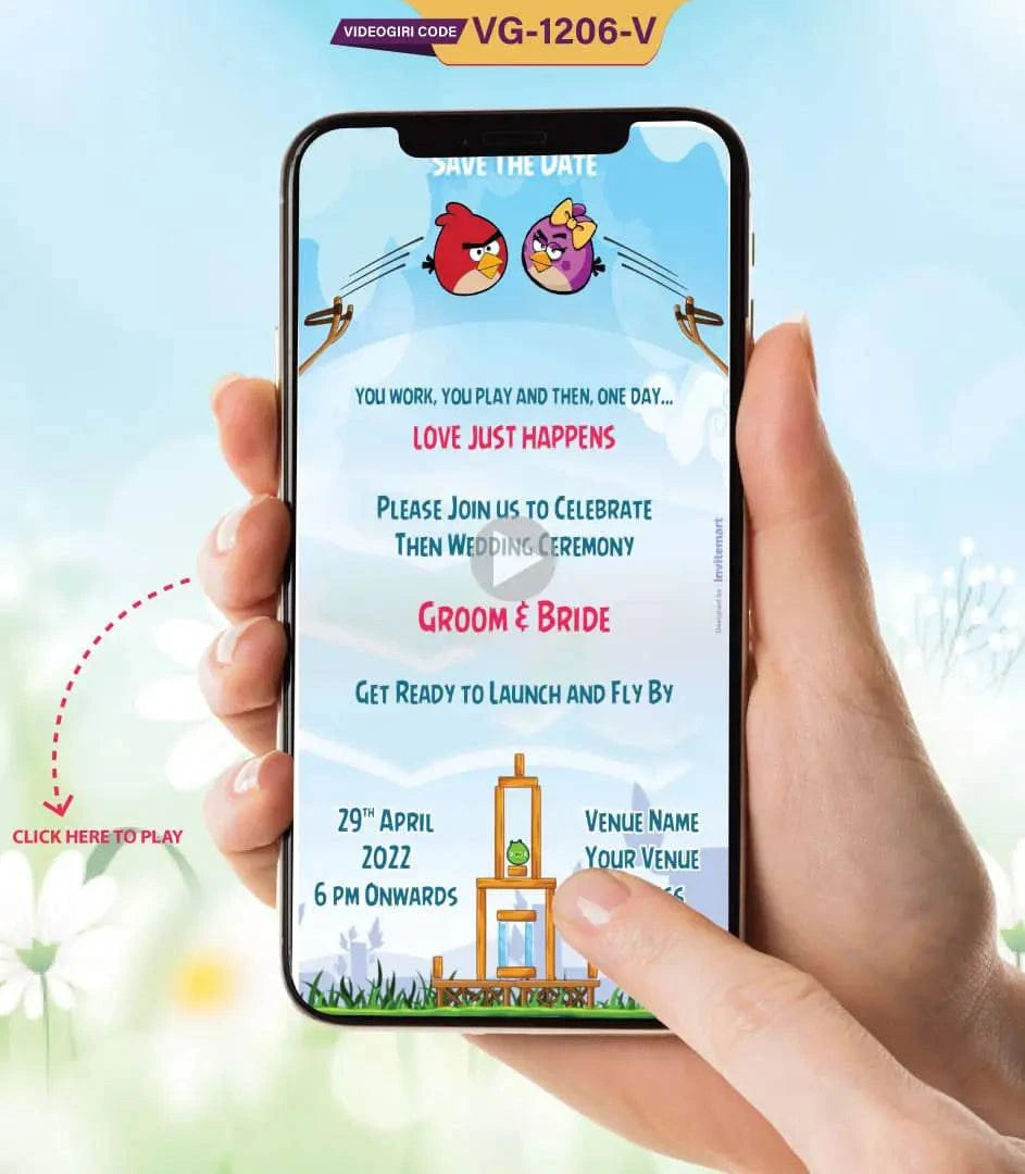 Angry Birds Wedding Invitation Video | Fun Cartoon Couple Save the Dat ...