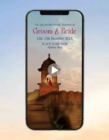 Animated Destination Wedding Invitation Video | Royal Fort Sunset Them ...