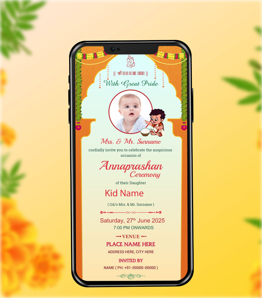 Digital Rice Ceremony Invitation Card – VideoGiri