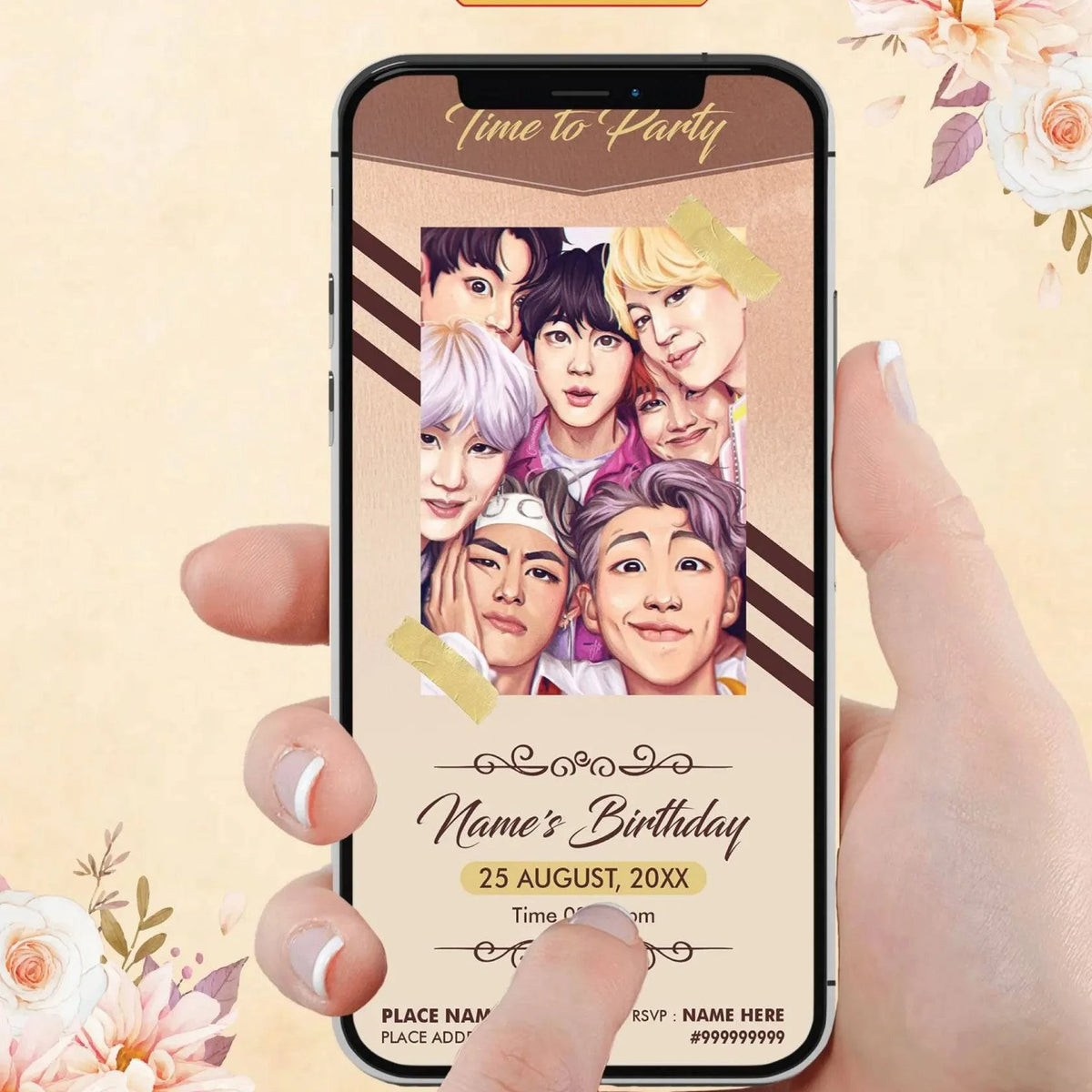 BTS Birthday Party Invitation | K-Pop Theme Digital Birthday Invite ...