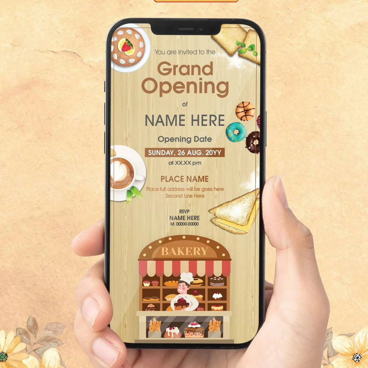 Bakery Grand Opening Invitation | Digital Bakery Shop Launch Invite ...