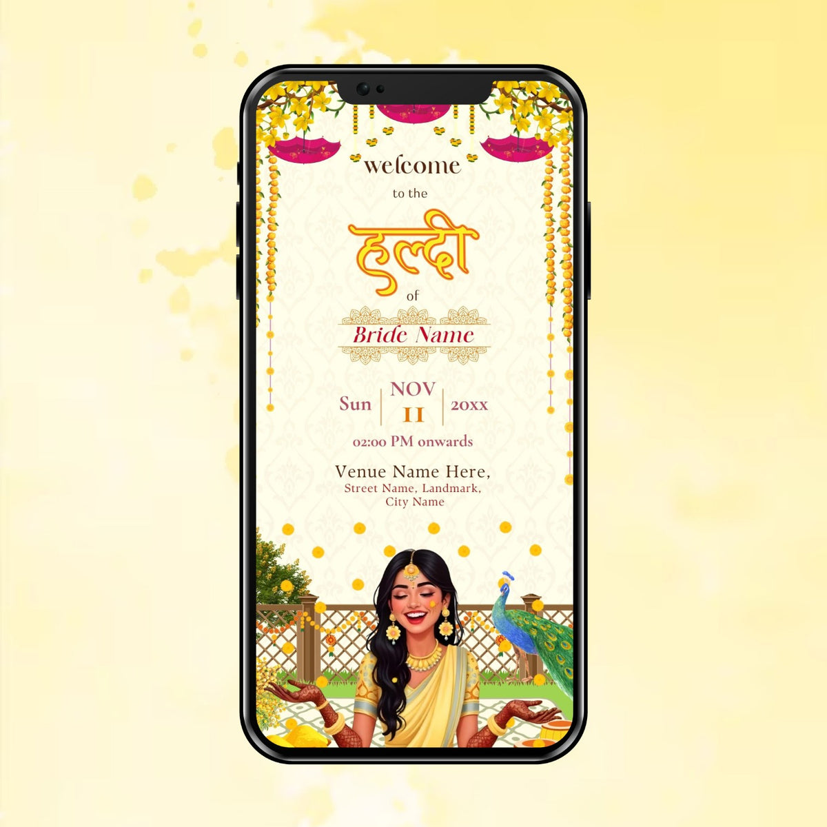 Best Haldi Ceremony Invitation for Bride | Vibrant Haldi Card | VG-2802 ...