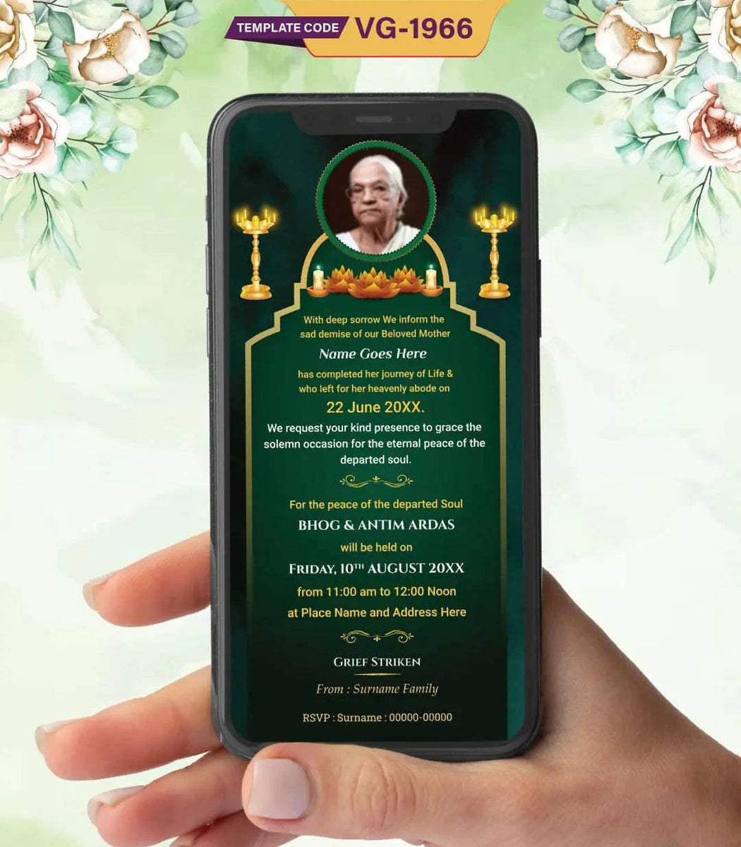 Bhog & Antim Ardas Digital Memorial Card | VideoGiri