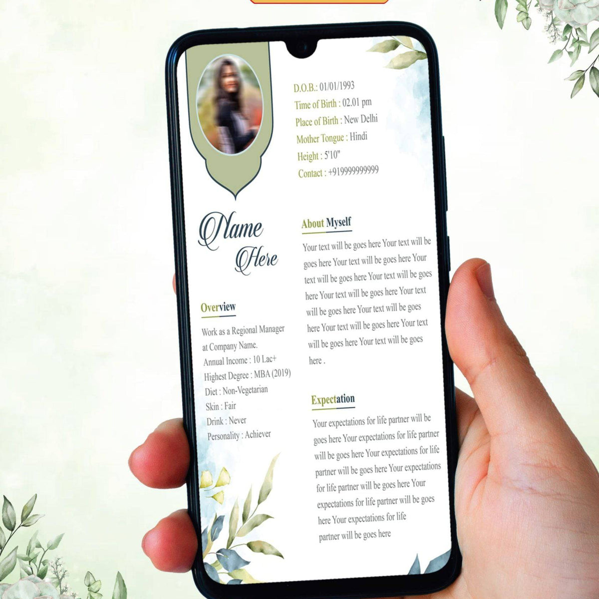 Biodata Format for Marriage | Elegant Matrimonial Profile Template | V ...