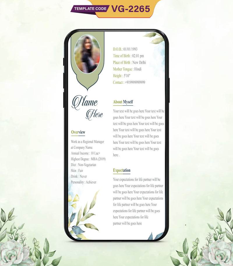 Biodata Format for Marriage | Elegant Matrimonial Profile Template | V ...