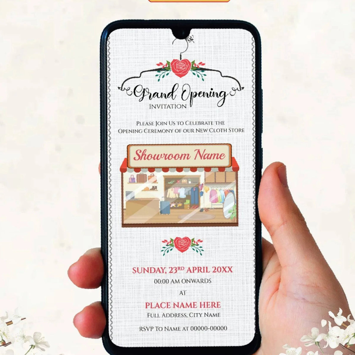 Cloth Store Grand Opening Invitation | Elegant Digital Business Launch ...