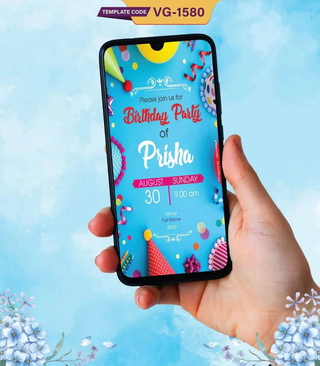 Colorful Birthday Party Invitation | Fun Digital Birthday E-Invite | VG ...