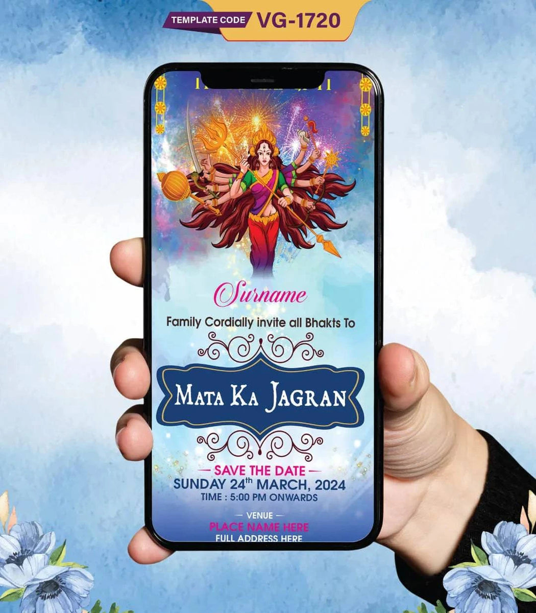 Custom Mata Ka Jagran Invitation | Digital E-Card | VG-1720 – VideoGiri