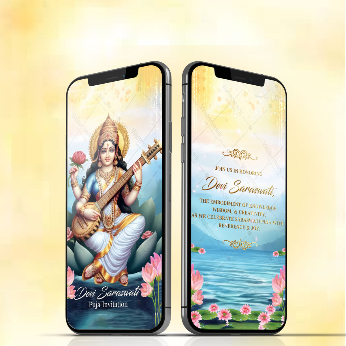 Devi Saraswati Puja Invitation Video | Elegant Digital Vasant Panchami ...