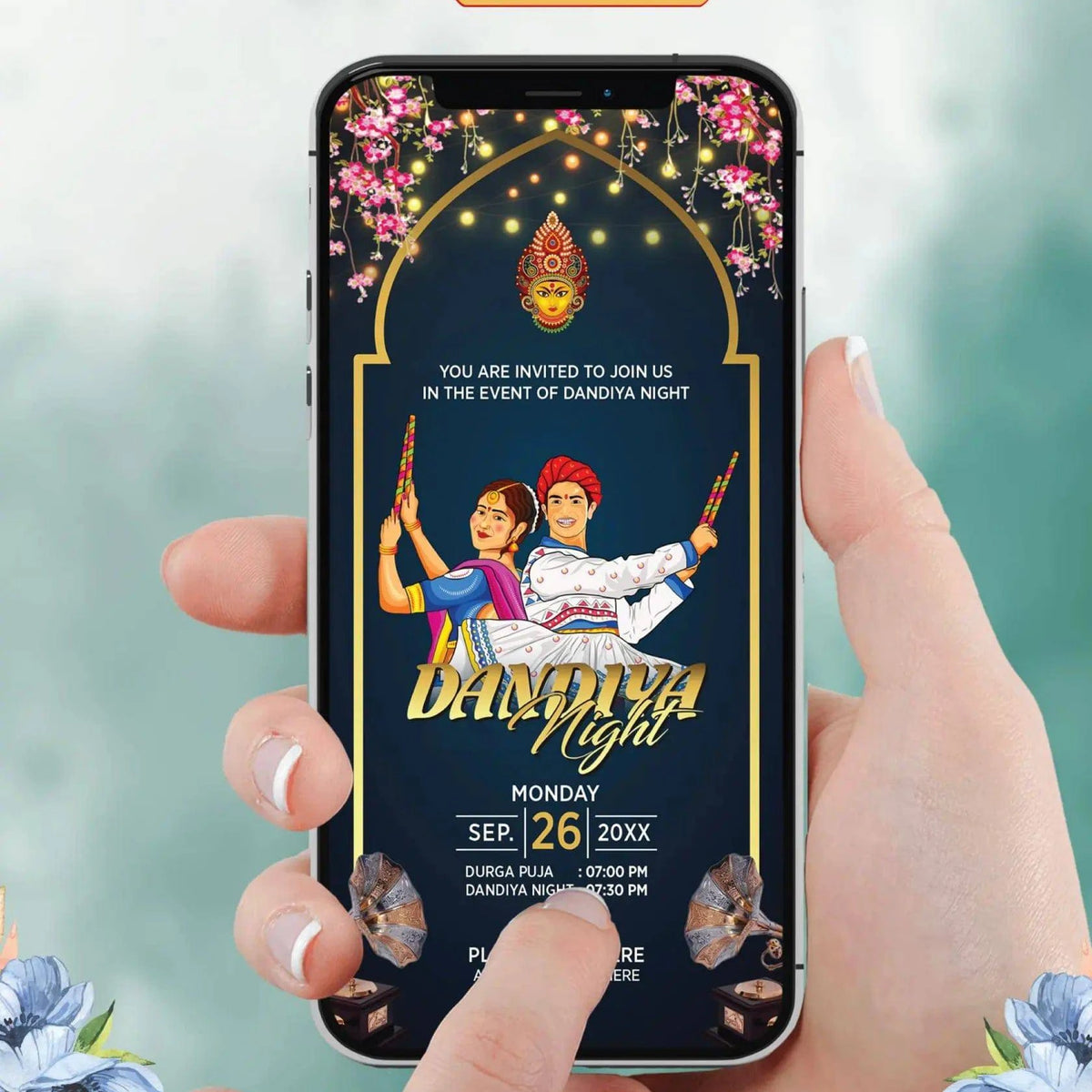 Elegant Dandiya Night Invitation | Navratri Celebration Digital Card ...