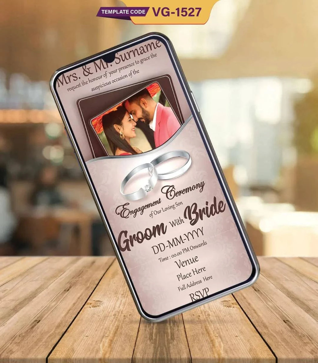 Elegant Engagement Ceremony Invitation Card | Classic Ring Theme Digit ...