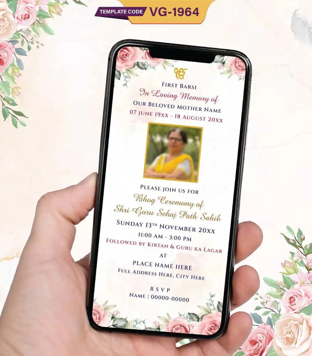 First Barsi Invitation | Digital Bhog Ceremony Invite | VG-1964 – VideoGiri