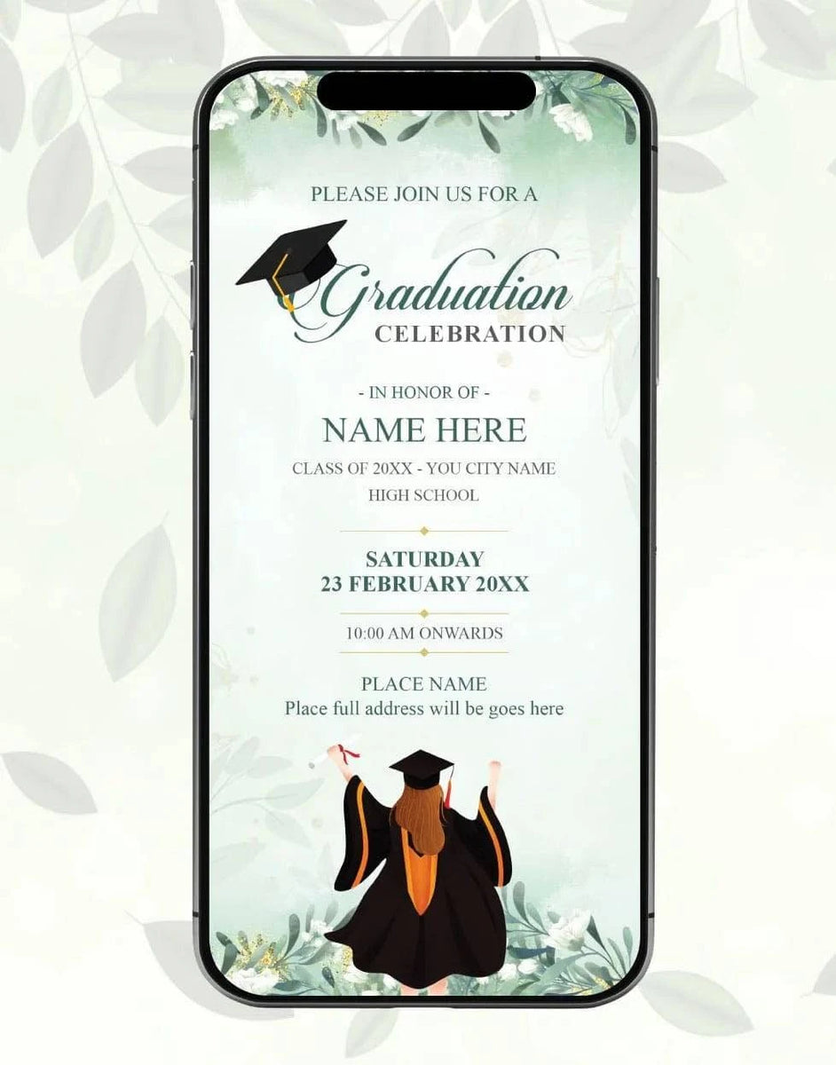 Graduation Celebration Invitation Card | Elegant Digital Grad Party E ...