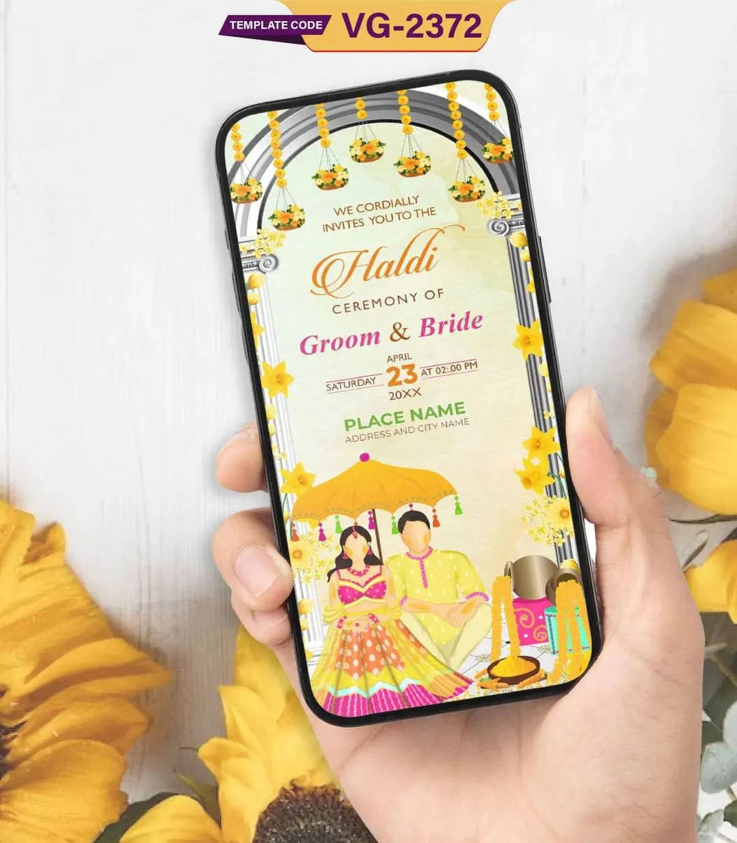 Haldi Kumkum Invitation Card | Groom & Bride Haldi Ceremony E-Invite ...