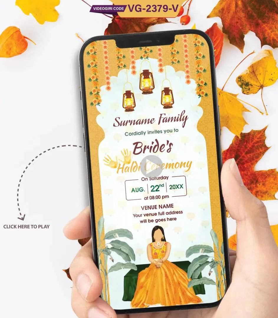 Haldi Ceremony Digital Invitation Video | Bride's Haldi E-Invite | VG ...