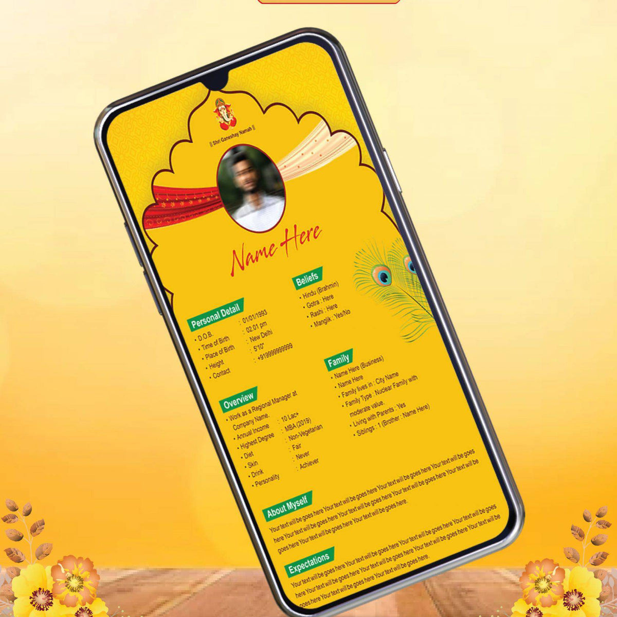 Hindu Marriage Biodata Template | Traditional Shaadi Resume Format for ...