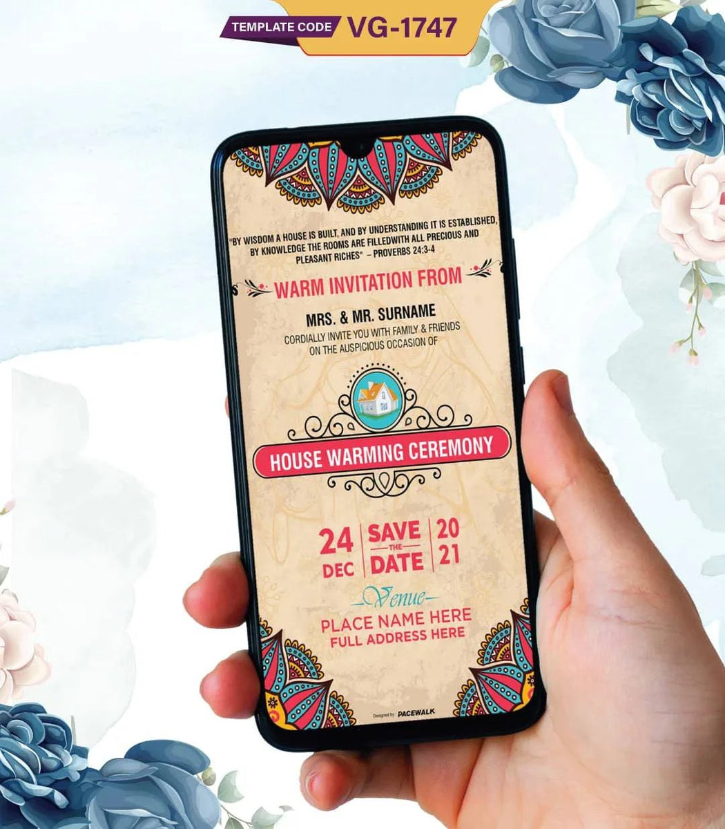 Housewarming Ceremony Invitation | Traditional Mandala Home Entry eCar ...