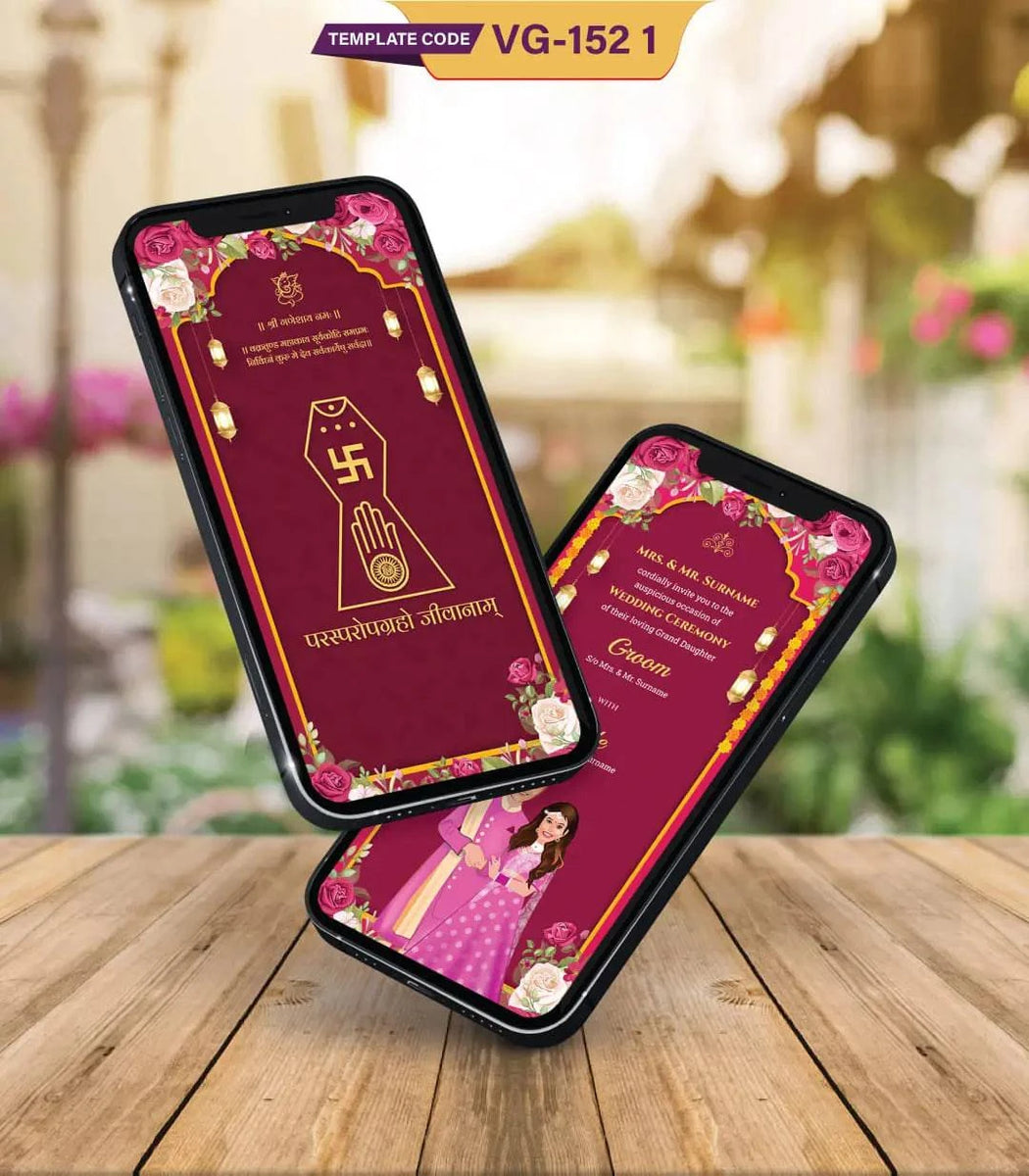 Jain Caricature Wedding Invitation Card | Elegant Multi-Function Jain ...