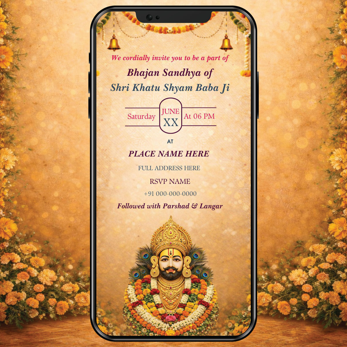 Khatu Shyam Ji Bhajan Sandhya Invitation Card | Devotional Evening Inv ...