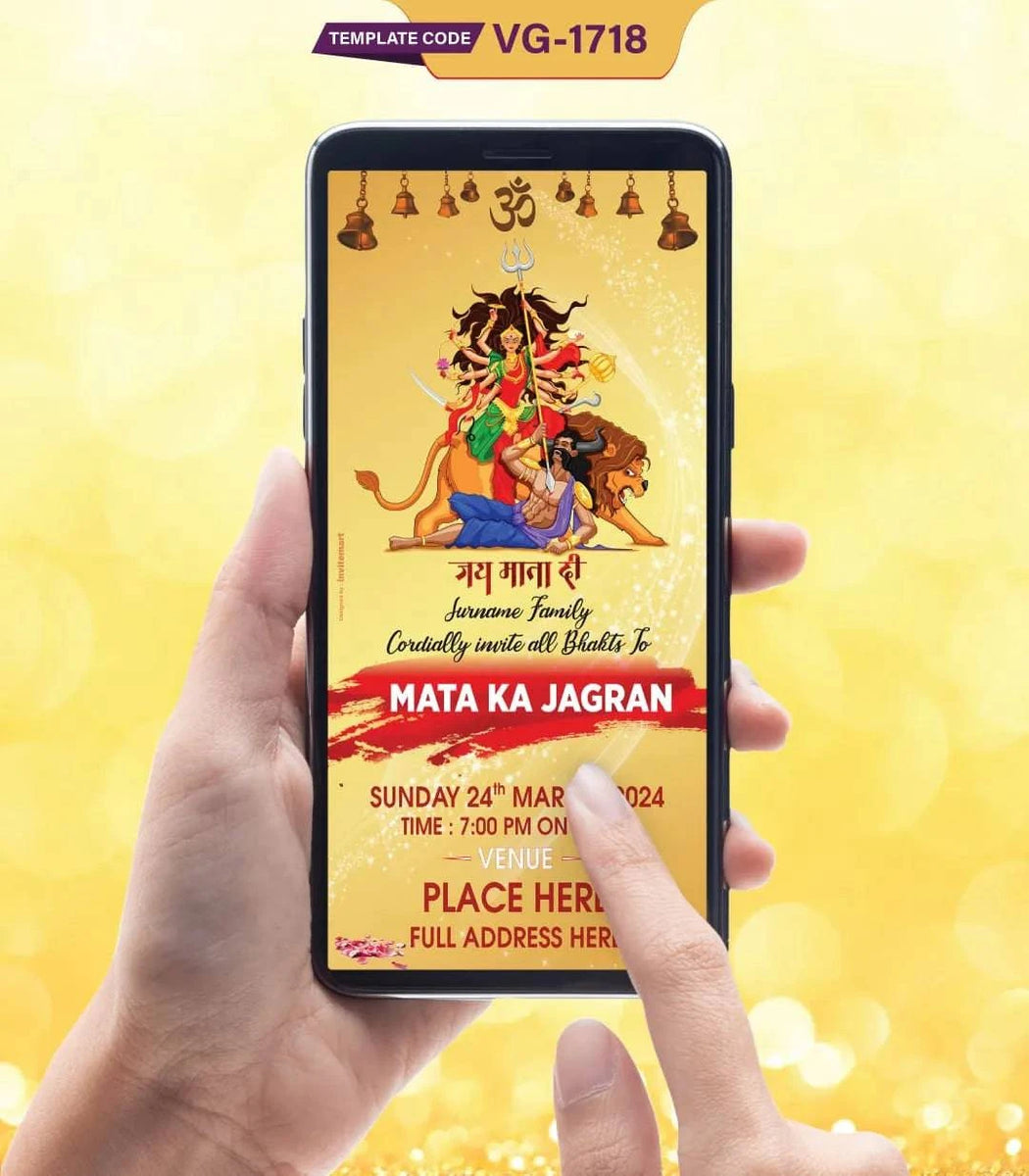 Mata Ka Jagran Invitation Templates | Bold Divine Durga E-Invite Desig ...