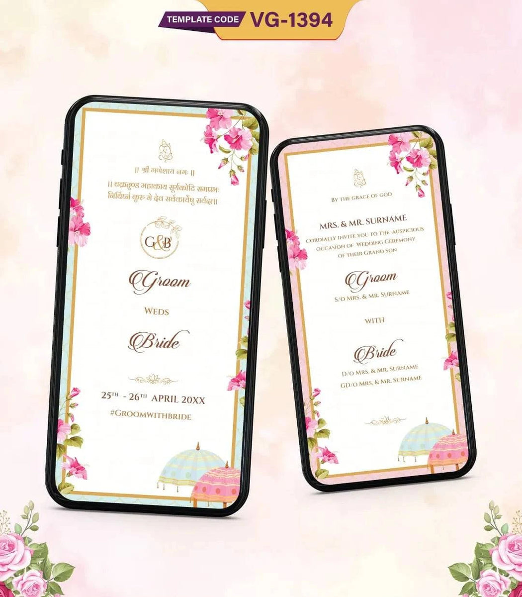 Multi-Page Wedding Invitation PDF Card | Elegant Floral Digital Shaadi