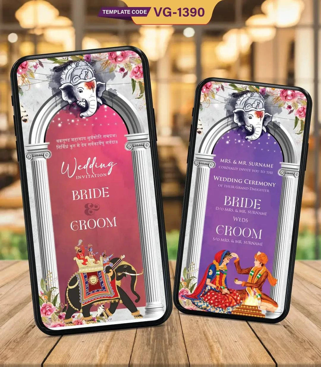 Multiple Function Wedding Invitation PDF Card | Traditional Royal Them