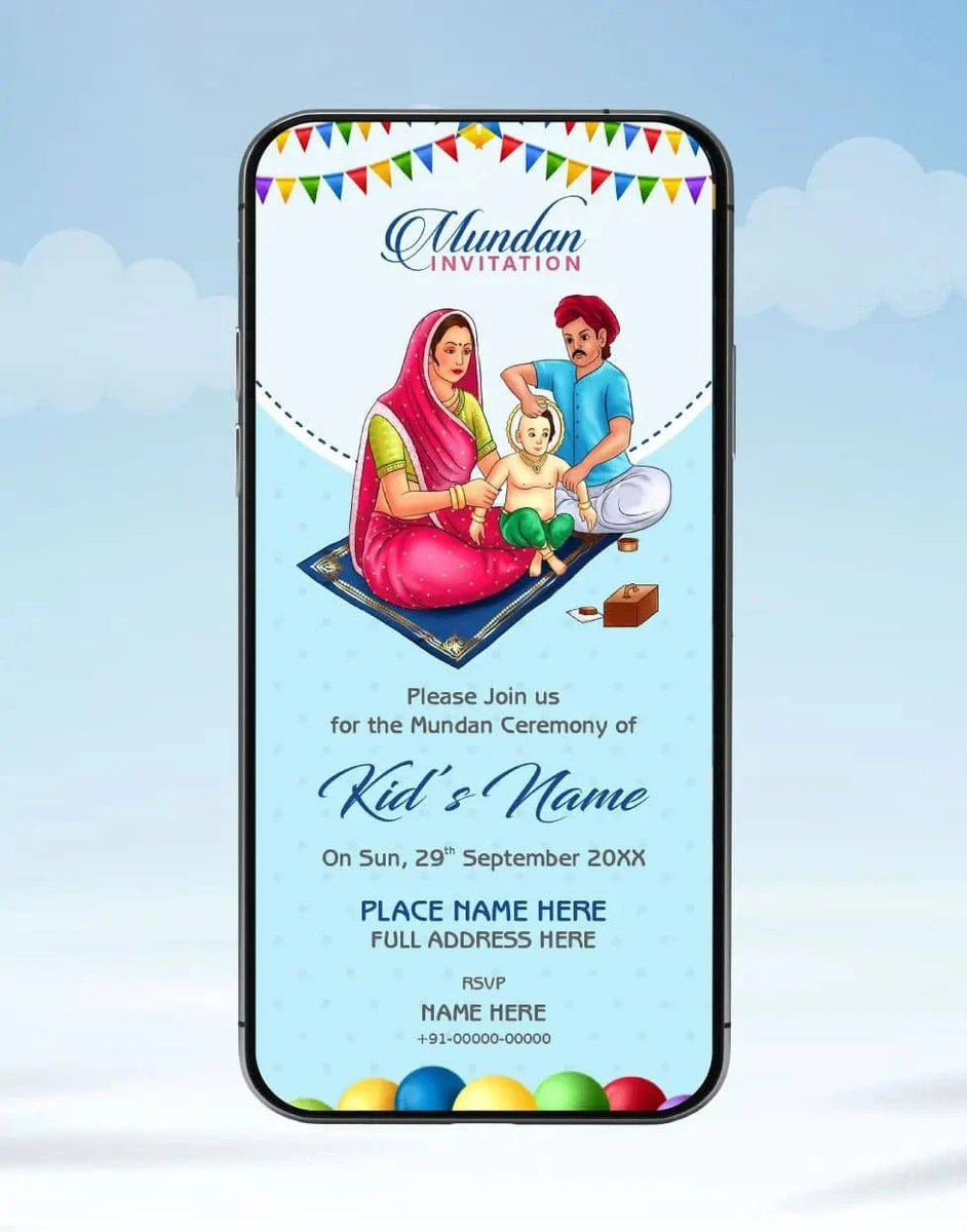 Mundan Sanskar Invitation Card | Traditional Family Ceremony Digital E ...
