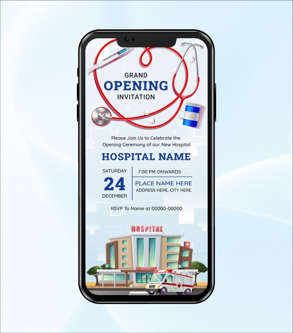 New Hospital Opening Invitation Card | Medical Theme E-Invite | VG-220 ...