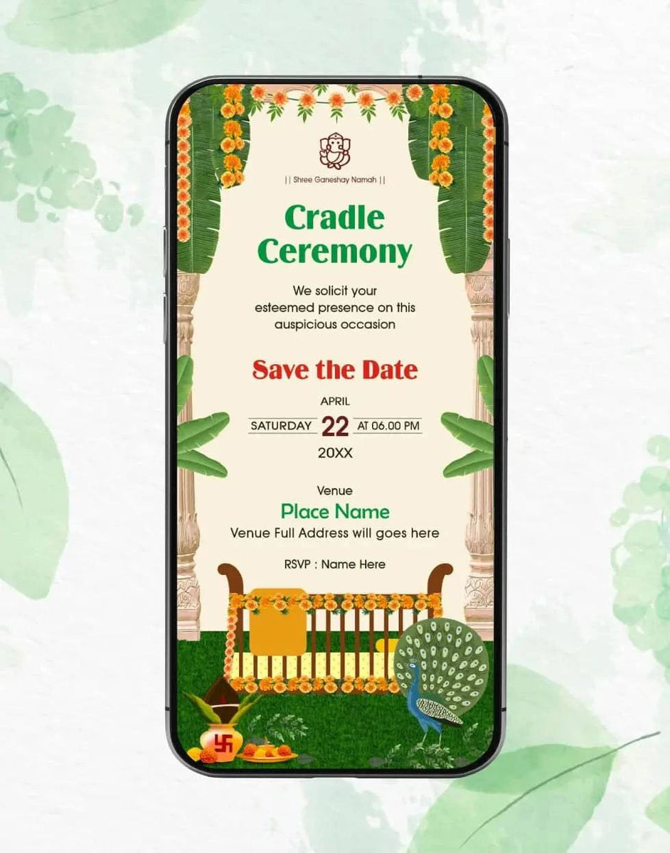 Online Cradle Ceremony Invitation Card | Traditional South Indian Save ...