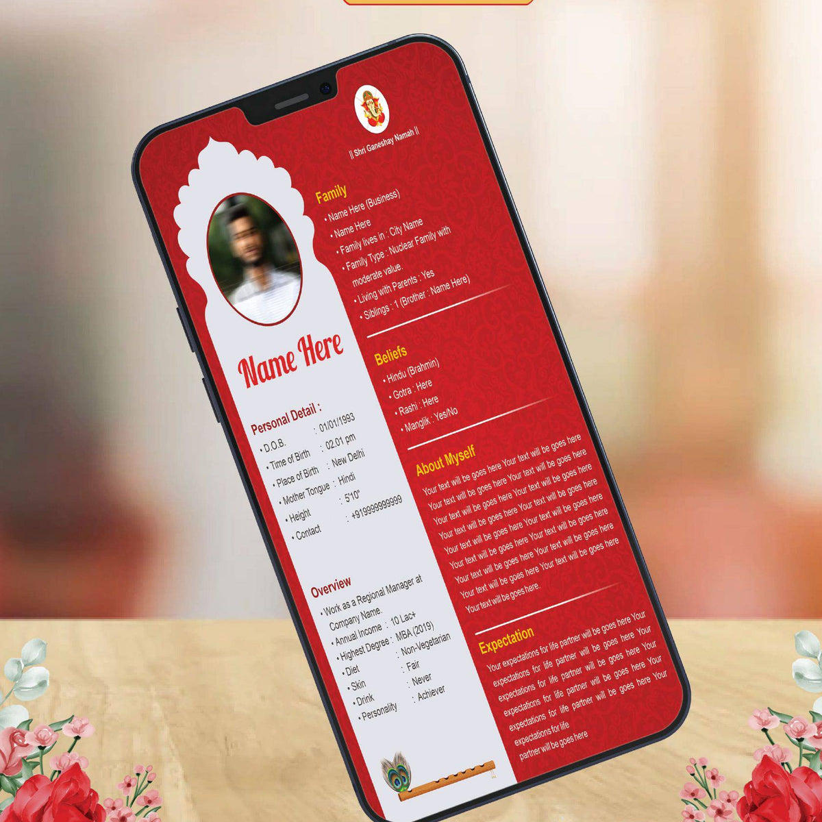 Online Marriage Biodata | Stylish Hindu Matrimonial Profile Card | VG ...