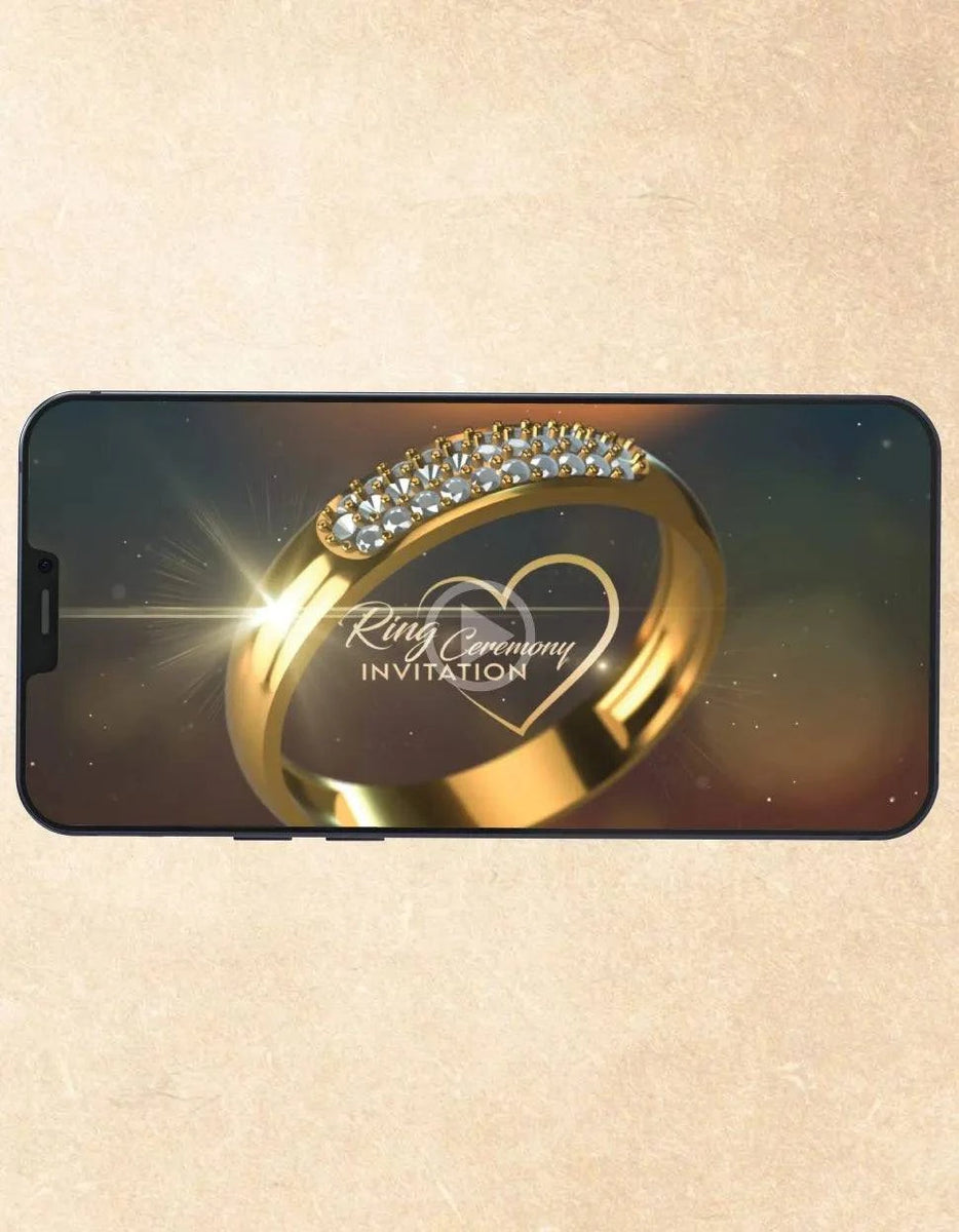 Ring Ceremony Invite Video | Royal Gold Frame Engagement E-Invite | VG ...