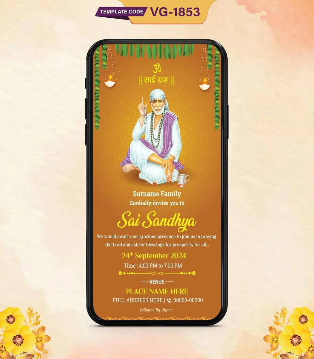 Sai Sandhya Invitation | Divine Evening Bhajan Sandhya eCard | VG-1853 ...