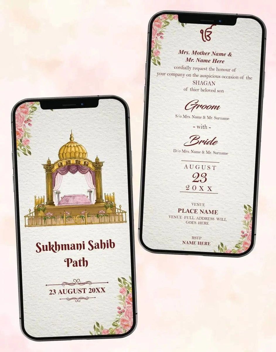Sukhmani Sahib Path Invitation For Wedding | Elegant Sikh Shagan Card ...