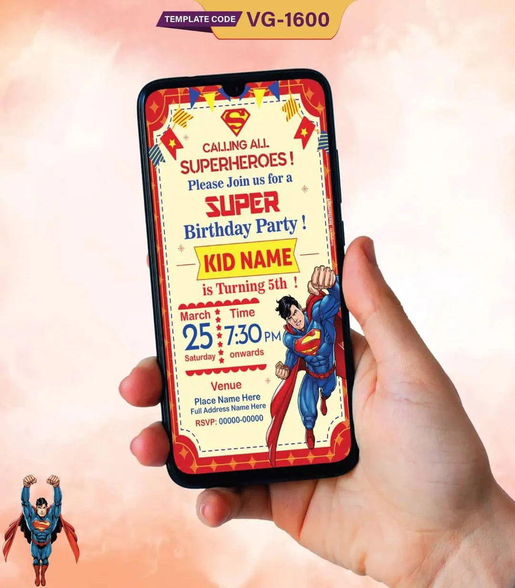 Superman Superhero Baby Shower Invitations