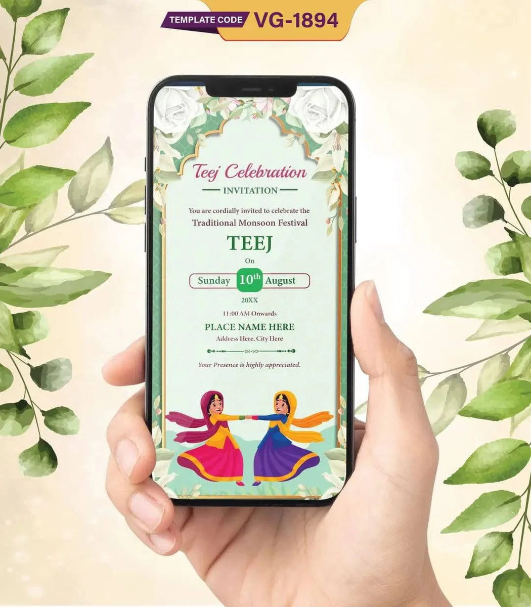 Teej Festival Invitation Card | VG-1894 – VideoGiri