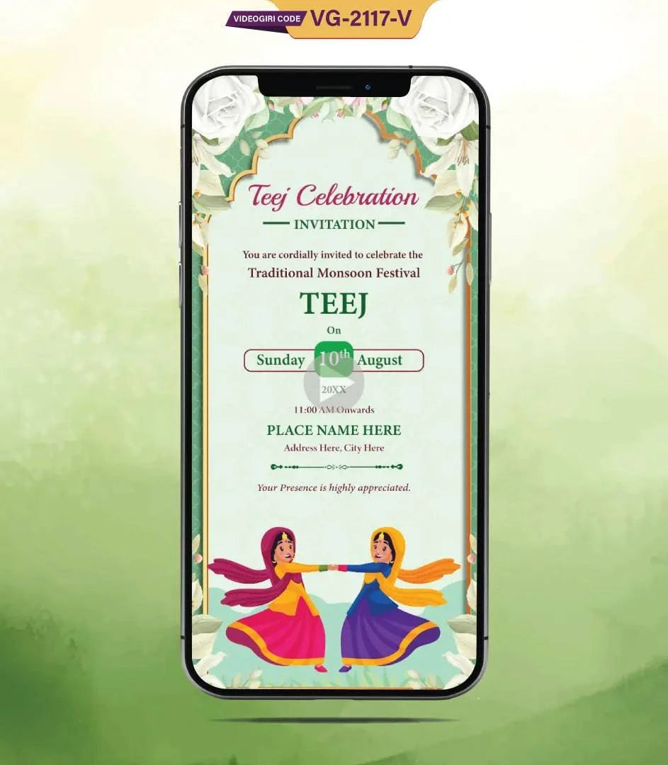 Traditional Teej Festival Invitation Video | Monsoon Dance E-Card | VG ...