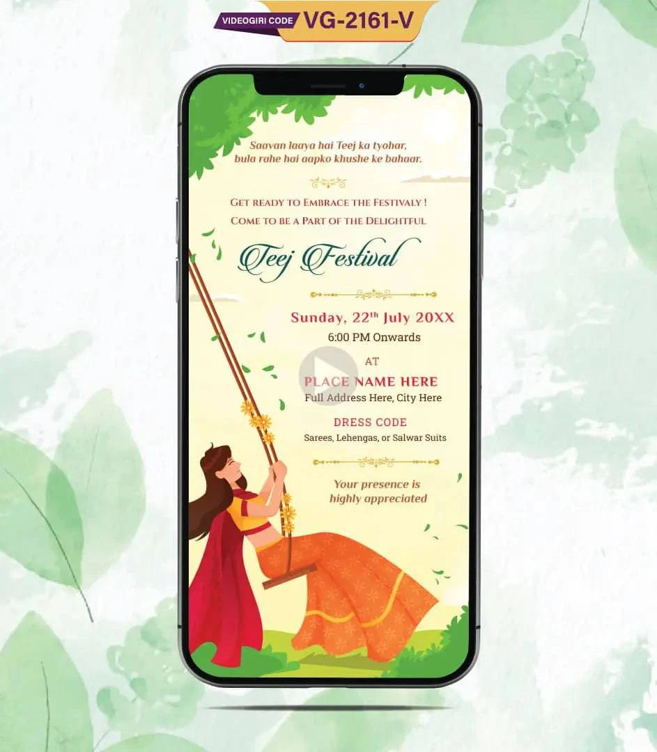 Elegant Teej Festival Invitation Video | Swing Celebration E-Card | VG ...
