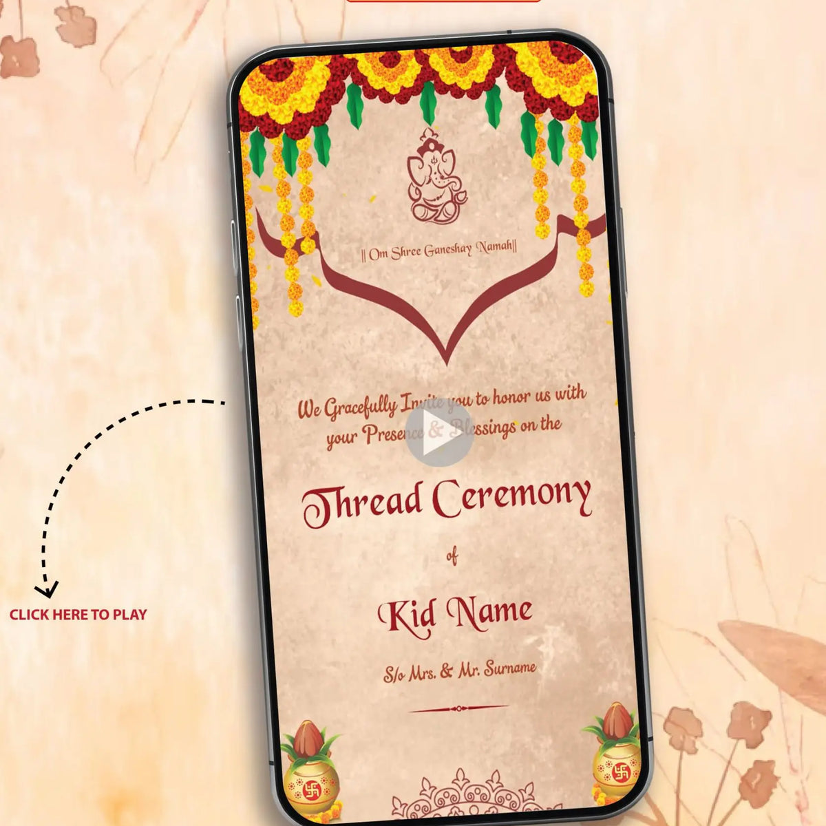 Thread Ceremony Invitation Video Online | Traditional Ganesh Design ...