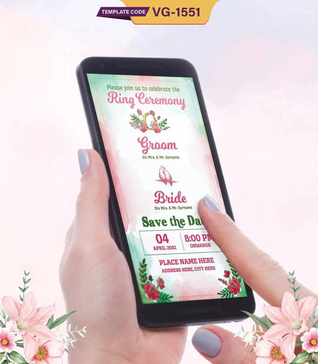 Floral Watercolour Ring Ceremony Invite | Save The Date E-Card Templat ...