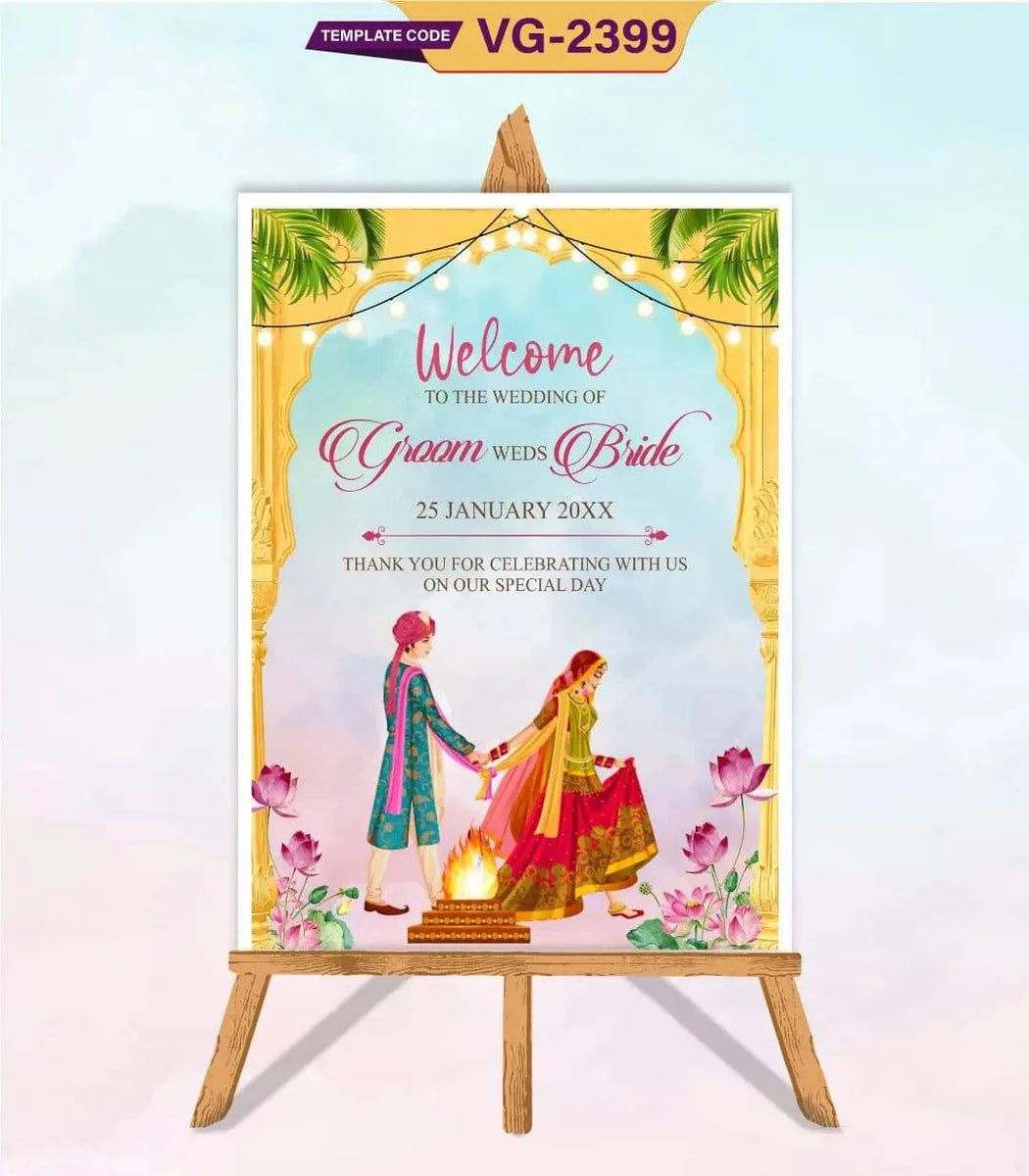 Hindu Wedding Welcome Sign Board | Traditional Phera Ritual Theme | VG ...
