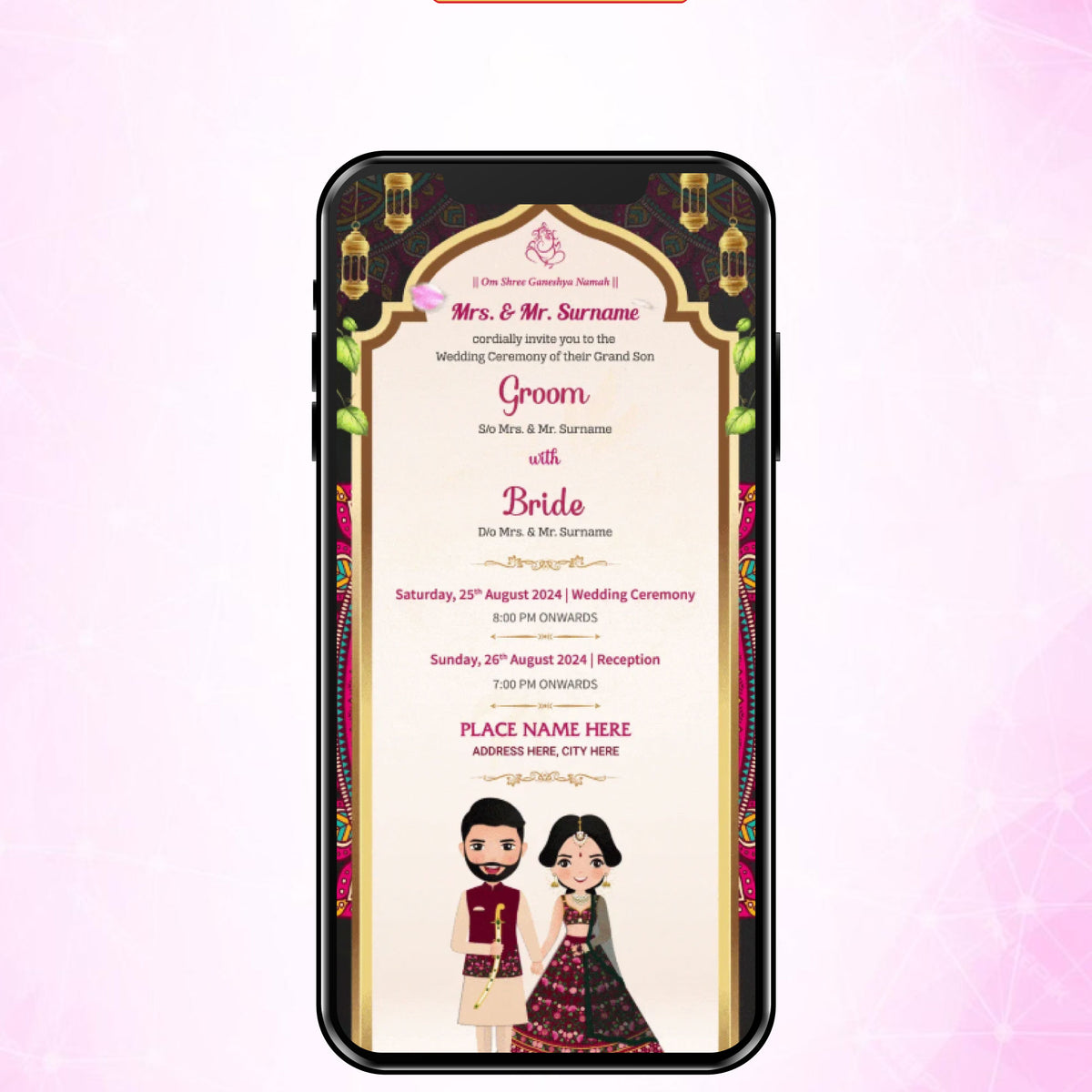 Wedding Invitation Gif | Traditional Indian Couple Animation Invite ...